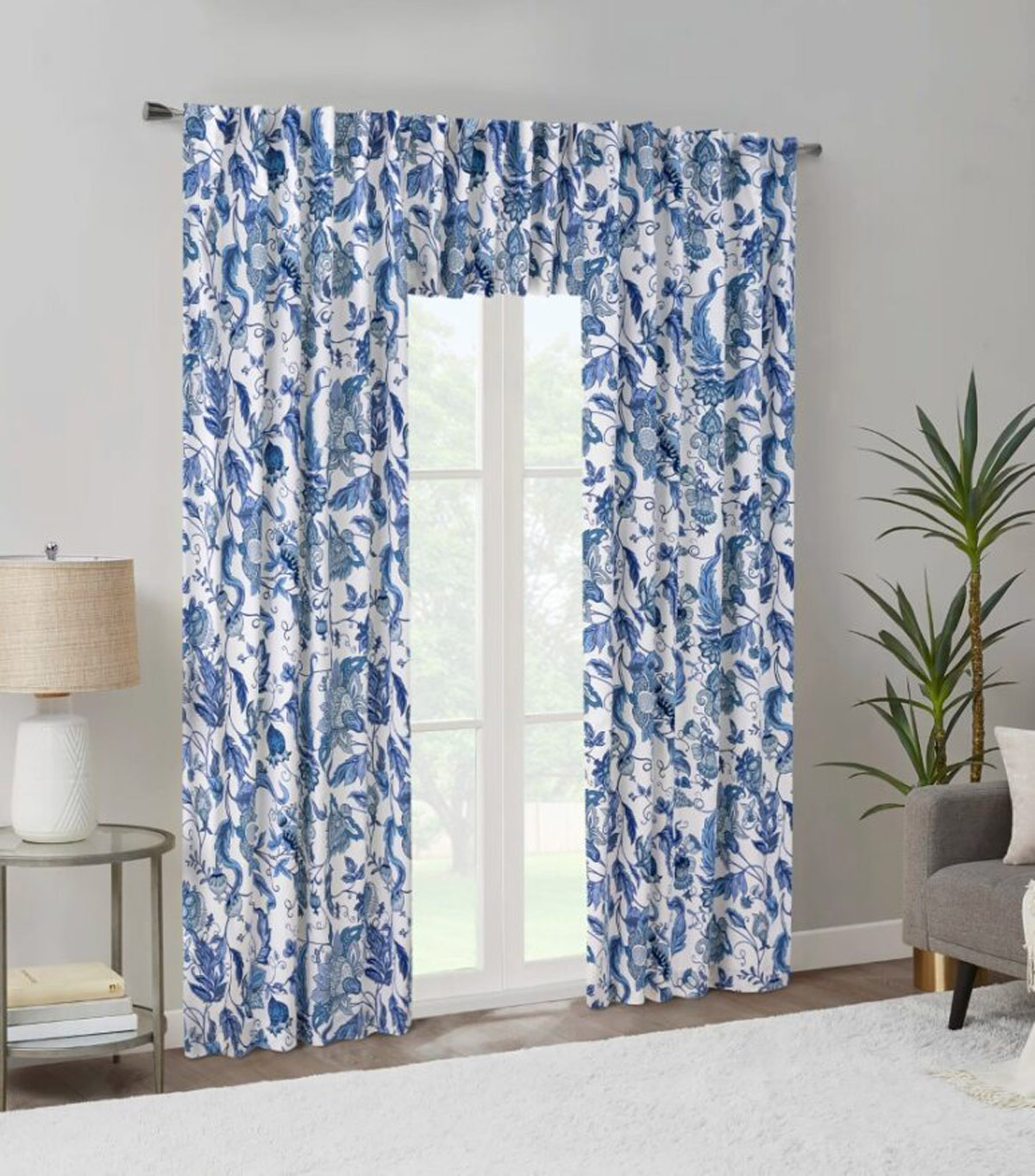 Jacobean Garden Dual Header Curtain Panel - Habitat | The Curtain Shop